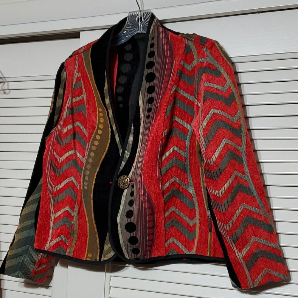 Irresistible Reversible Red Black Button Jacket - Gem
